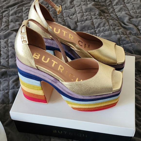 Butrich | Shoes | Jessica Butrich Gold Rainbow Shoes | Poshmark